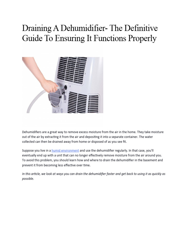 Draining A Dehumidifier | PDF | Basement | Home Appliance