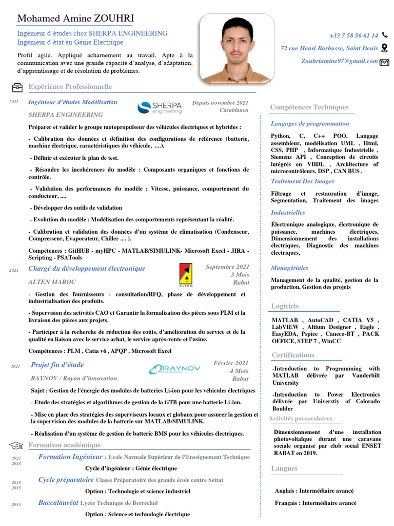 ZOUHRI Mohamed AmineCVfr | PDF