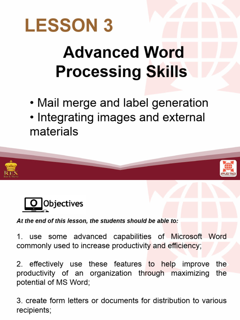 LESSON 3 - Advanced - Word - Processing - Skills | PDF | Computing | Computer Science