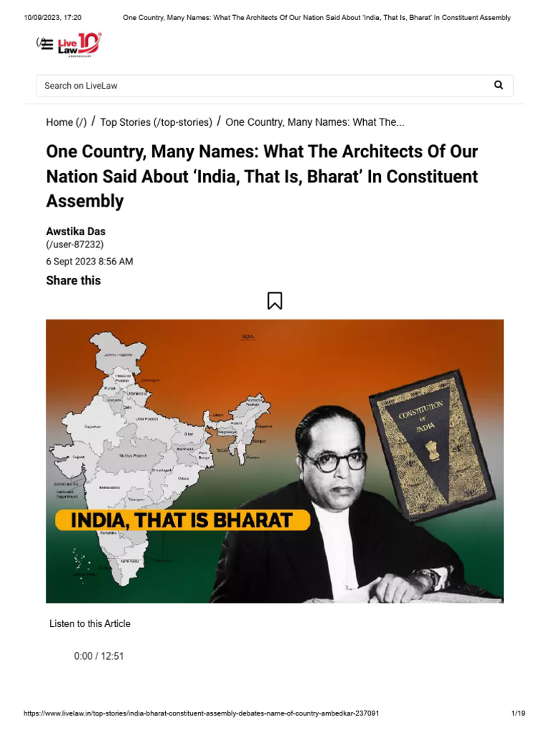 India, That Is Bharat: Names in Constitution | PDF