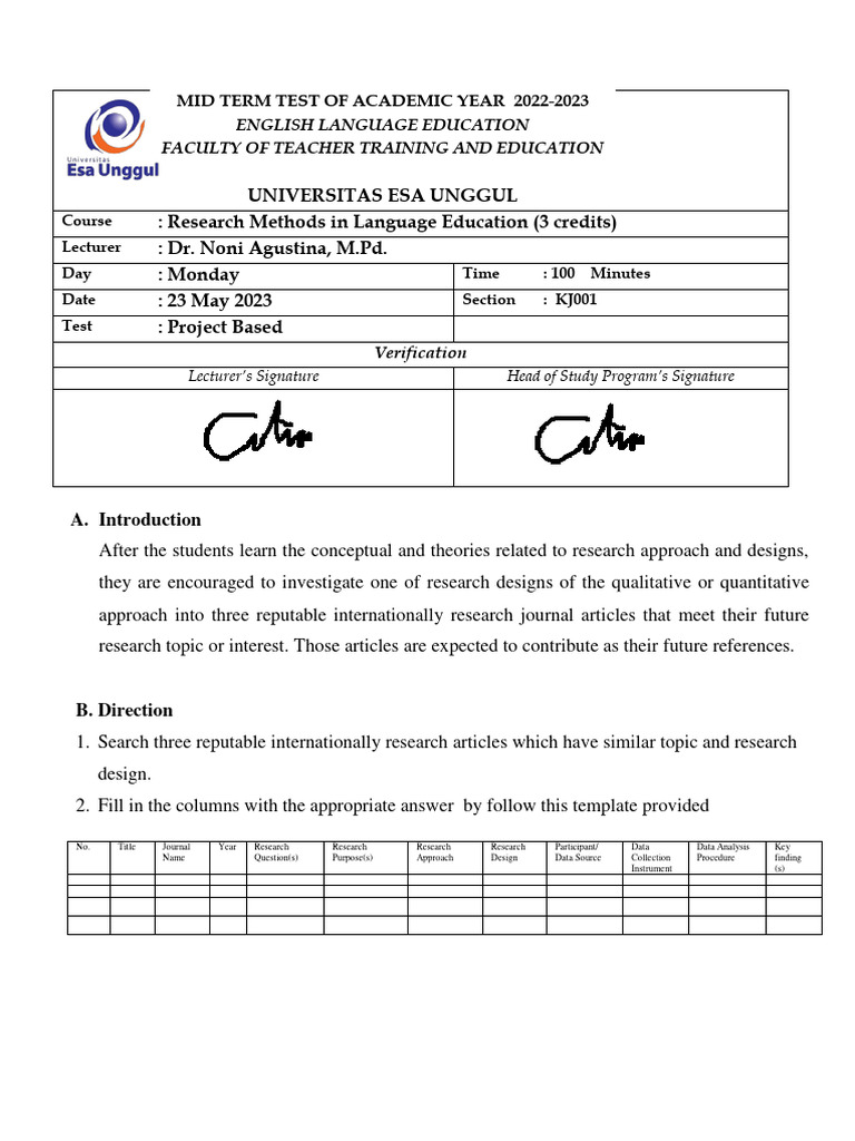 Format UTS Research method | PDF