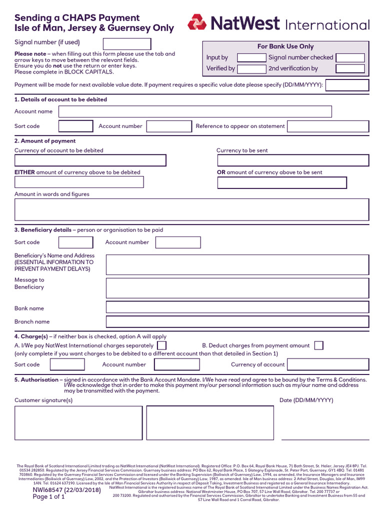 Sending A Chaps Payment Nwi68547 | PDF