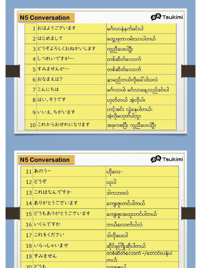 Tsukimi N5 Conversation | PDF