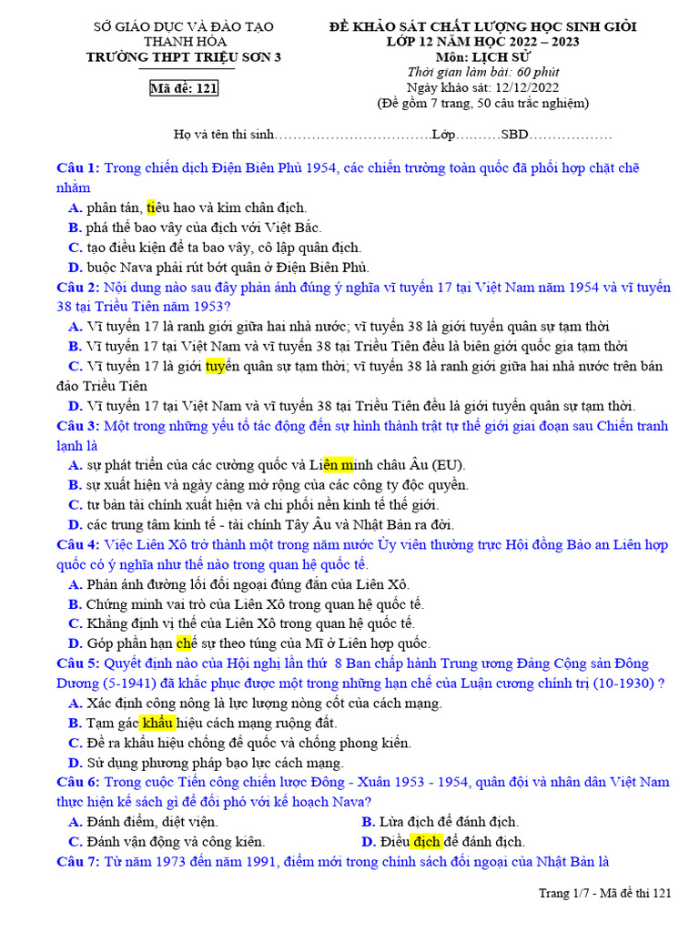 Lịch sử 12 hsg | PDF