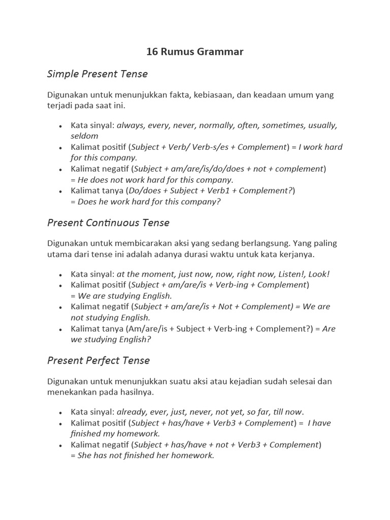 16 Rumus Grammar | PDF