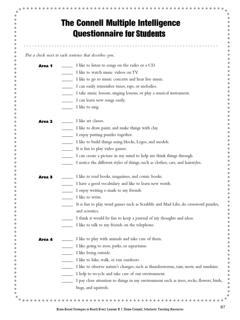 Multiple Intelligences Quiz | PDF