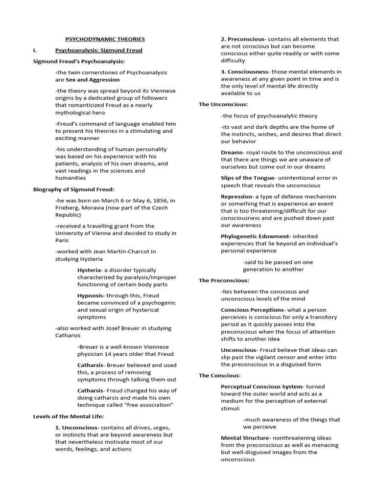 Sigmund Freud-Psychoanalysis Notes | PDF