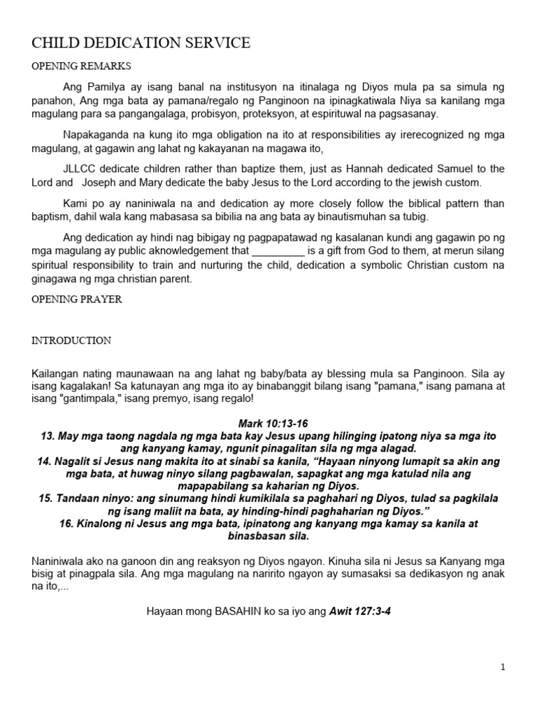 Child Dedication | PDF