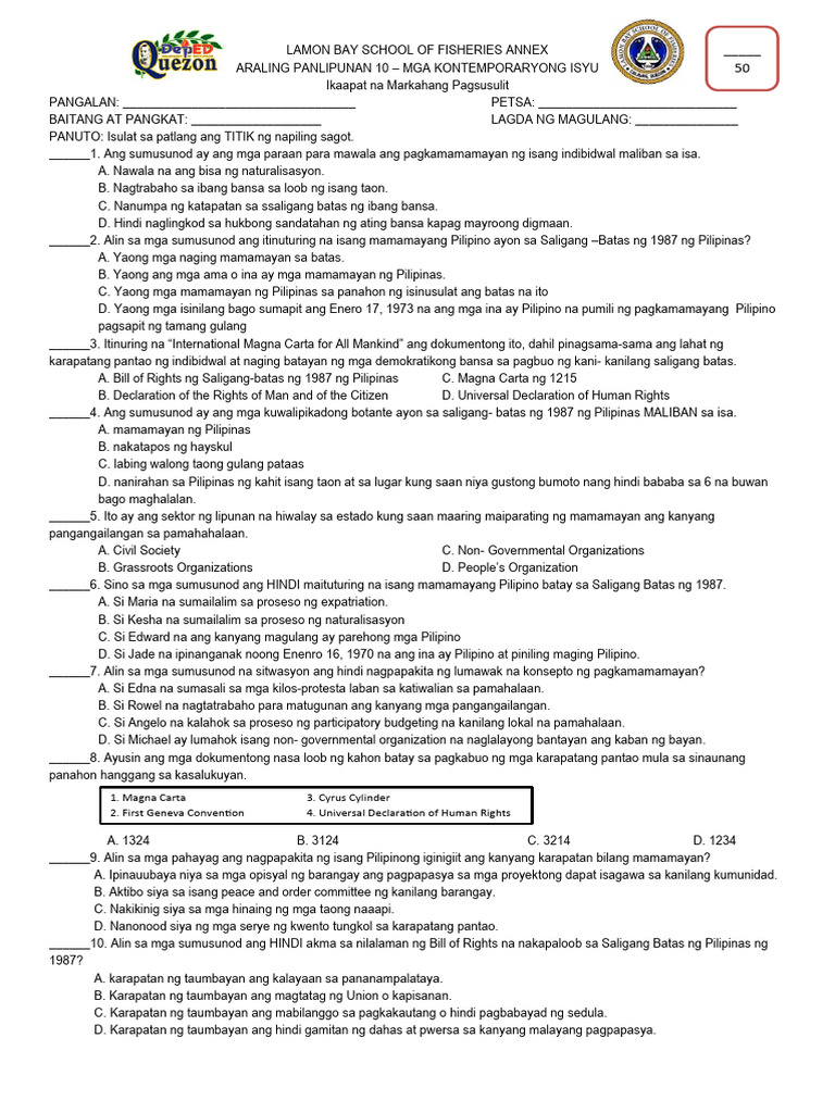 Ap10 - 4th Quarter Assessment | PDF