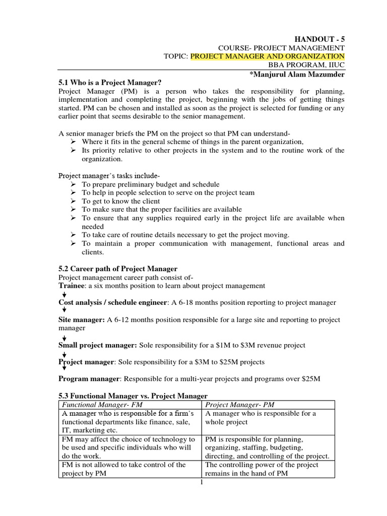 5 Project Manager and Organization | PDF | Leadership | System