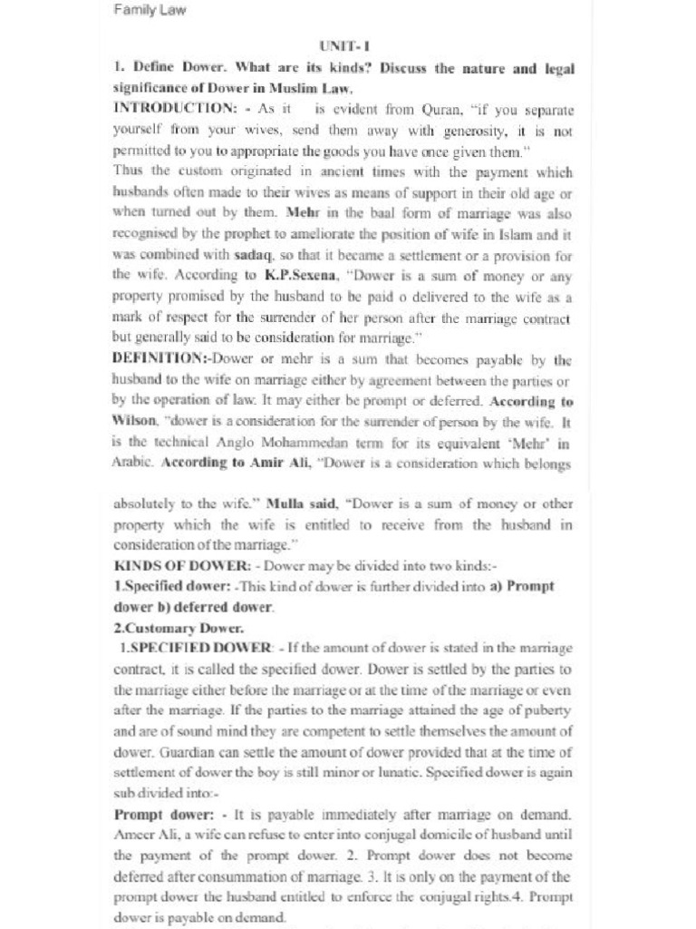Muslim Law Imp Long Question Answer | PDF
