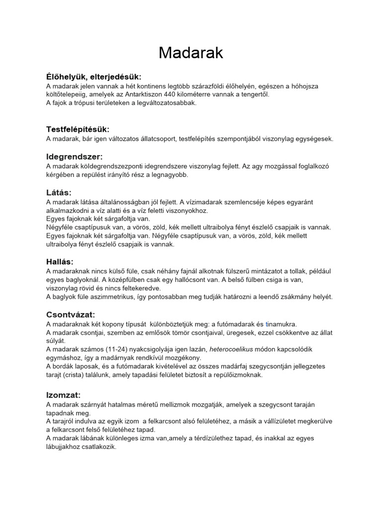 Madarak | PDF