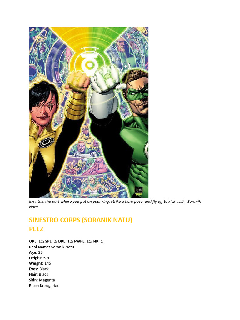 Soranik Natu: Sinestro Corps Profile | PDF