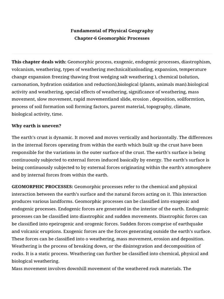 Geomorphic Processes | PDF