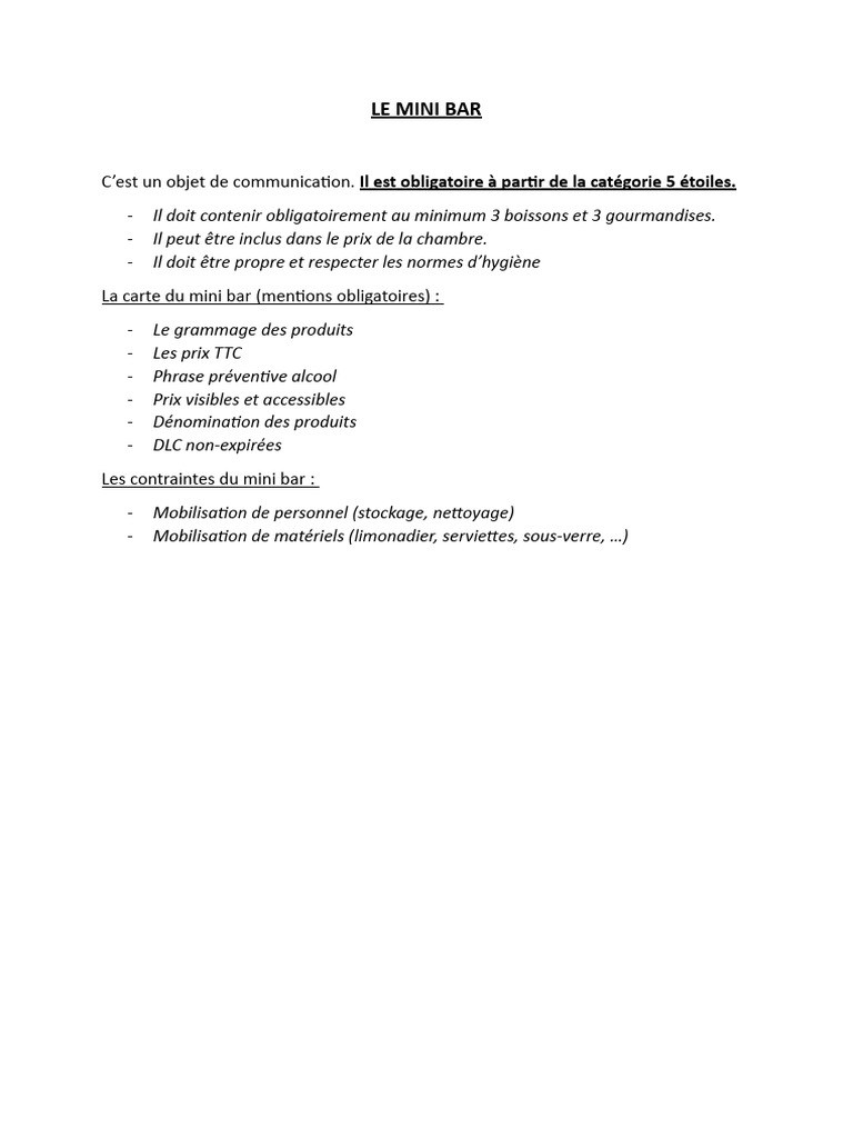 Le Mini Bar | PDF