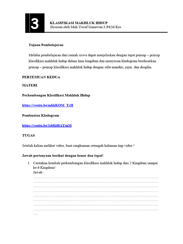Klasifikasi Makhluk Hidup dan Kladogram | PDF