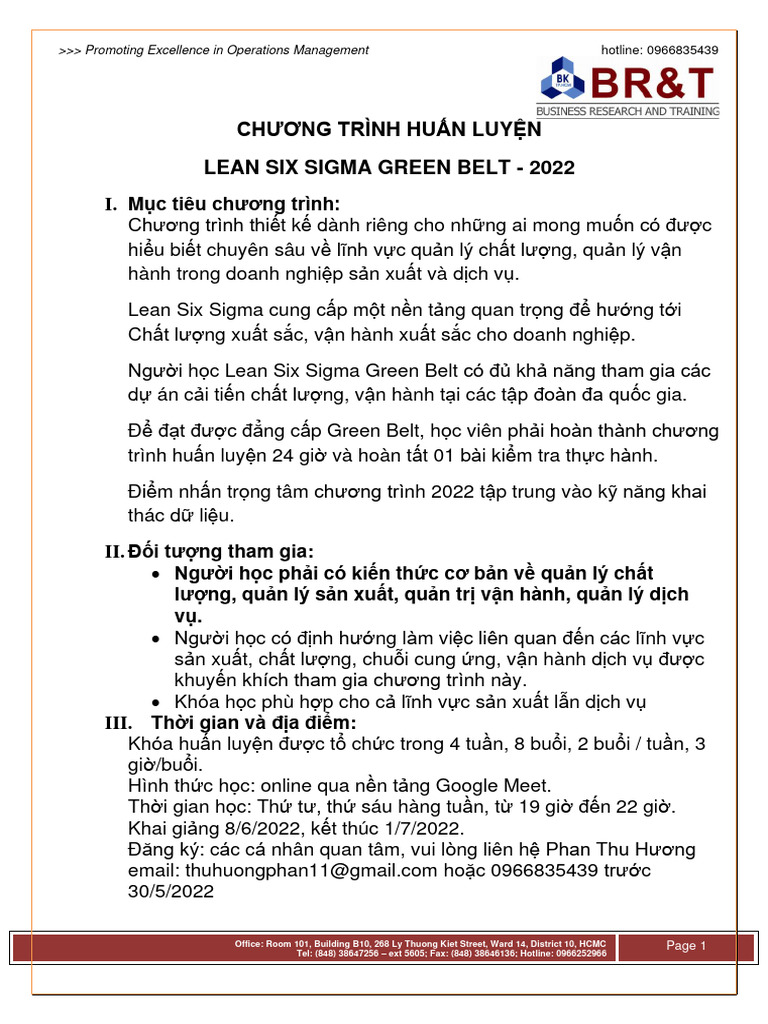 Lean Six Sigma Green Belt Open Course 2022 | PDF
