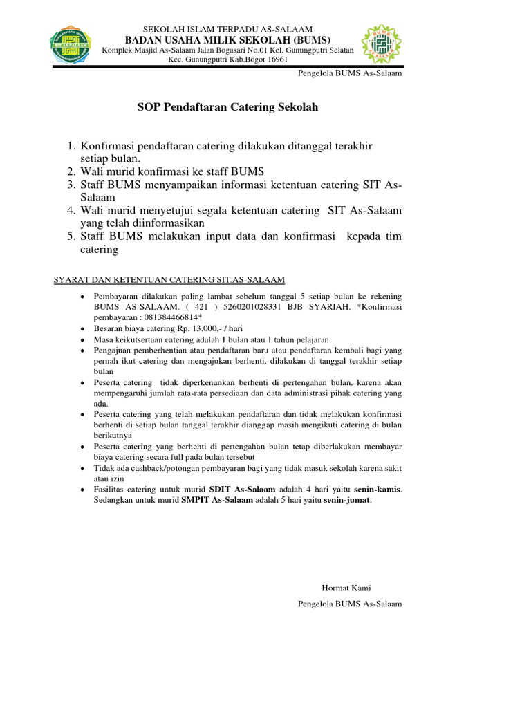 Sop Catering | PDF