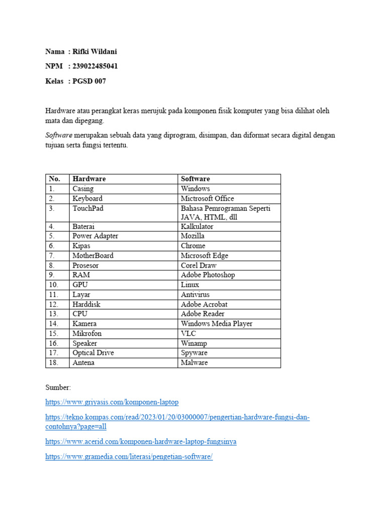 Rifki Wildani - 239022485041 - Eksplorasi Konsep | PDF | Komputer