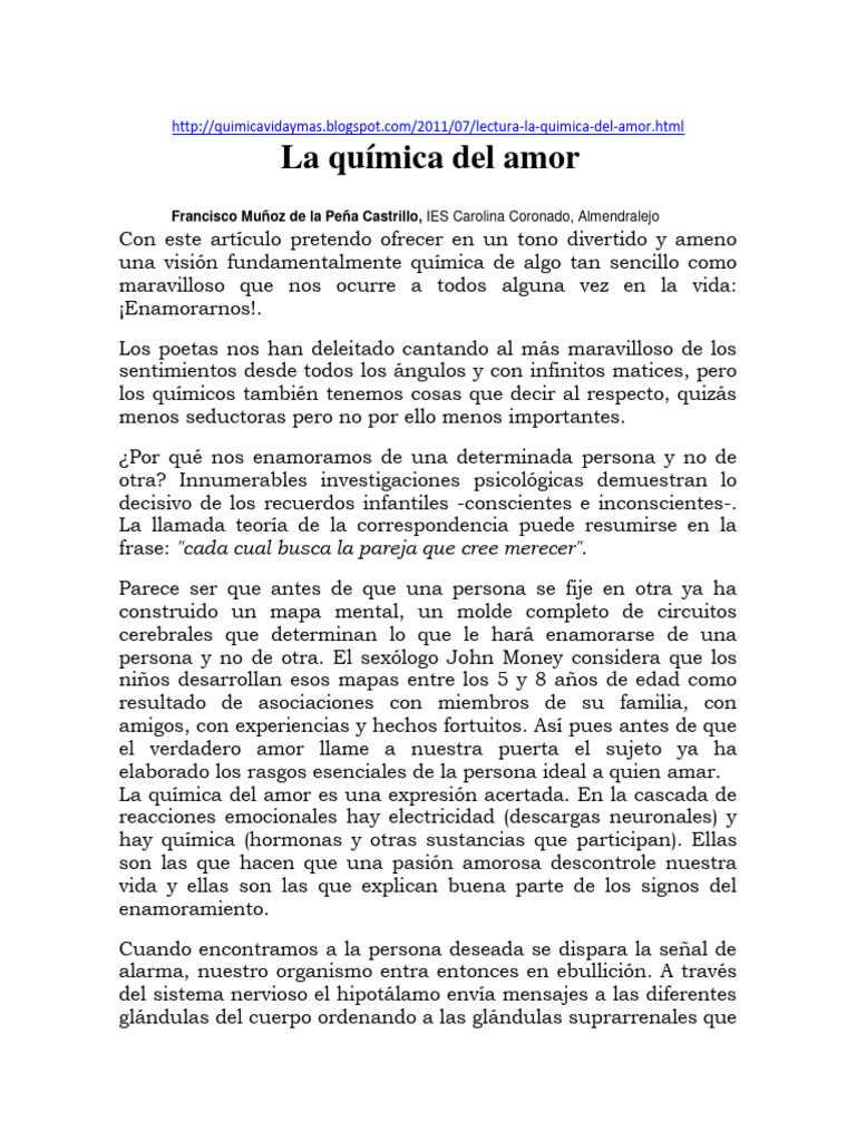 La química del amor | PDF | Amor | Cerebro