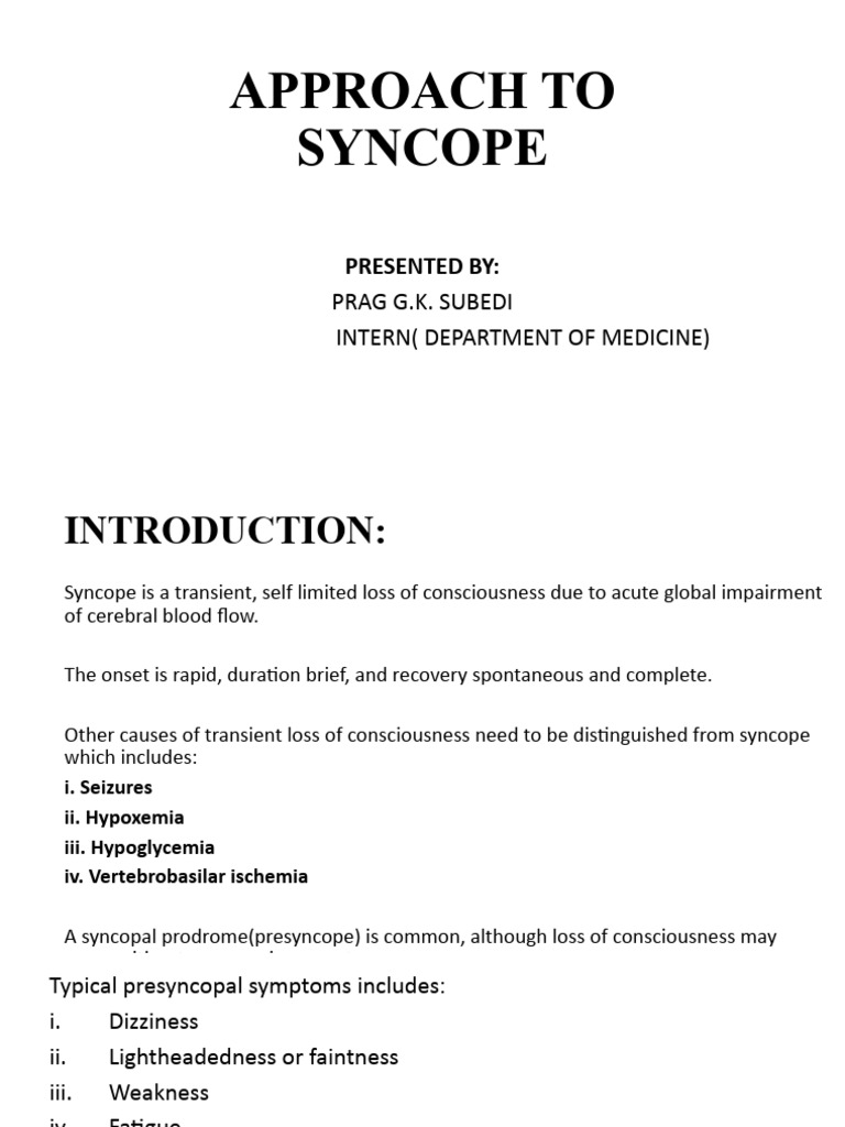 Approach To Syncope | PDF