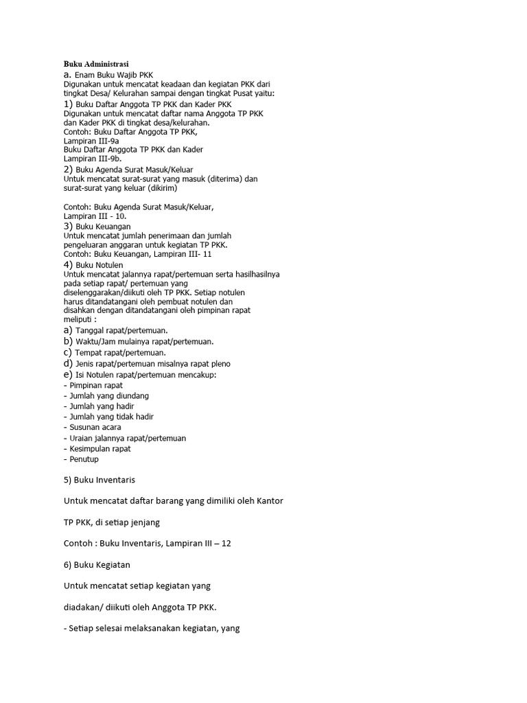 6 Buku Wajib PKK | PDF