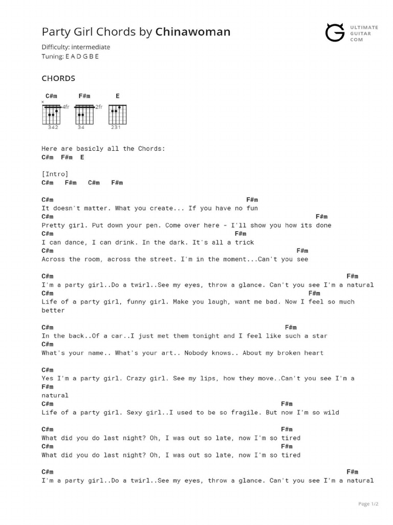 Party Girl Chords | PDF