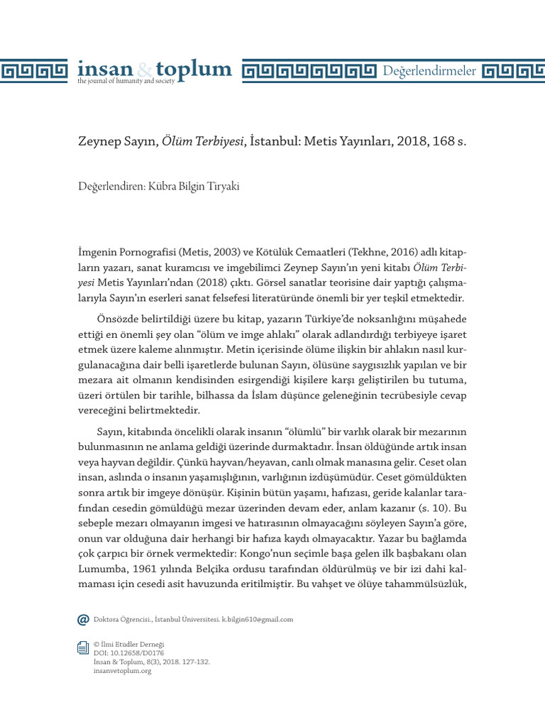 Zeynep Sayin Olum Terbiyesi Istanbul Met | PDF