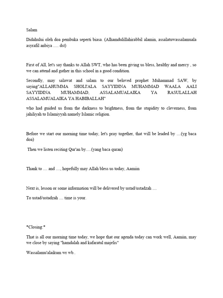 teks mc Morning Time | PDF