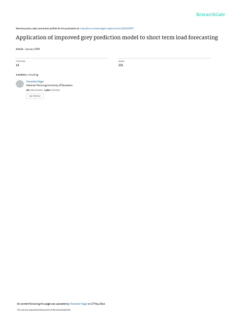 Application of Improved Grey Prediction Model To S | PDF