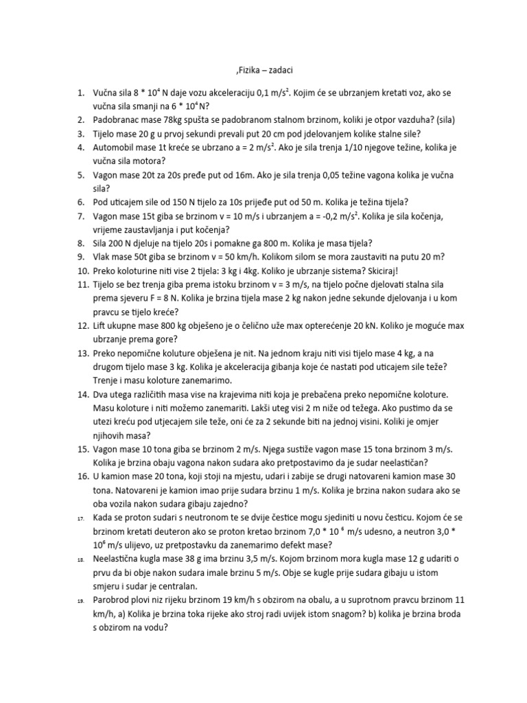 Fizika - Zadaci | PDF