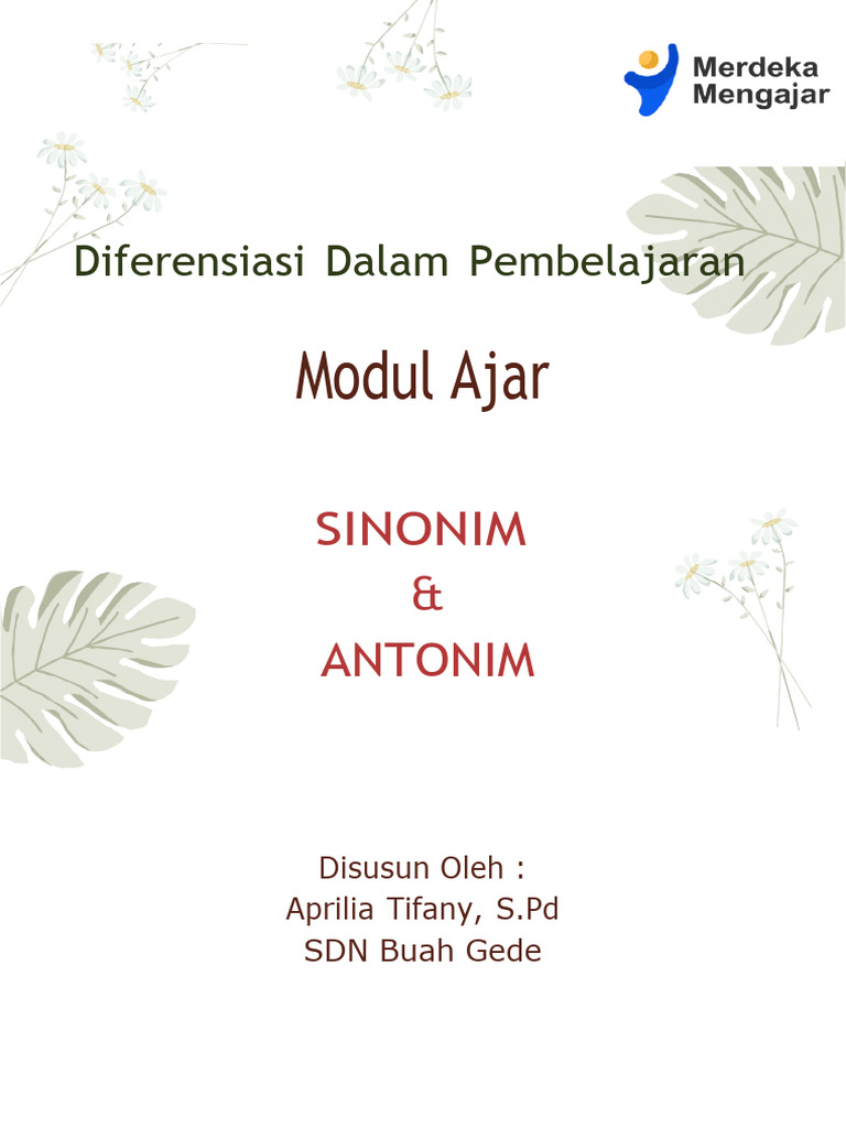 Modul Ajar Bahasa Indonesia - Bab I Aku Yang Unik Materi Sinonim Dan ...