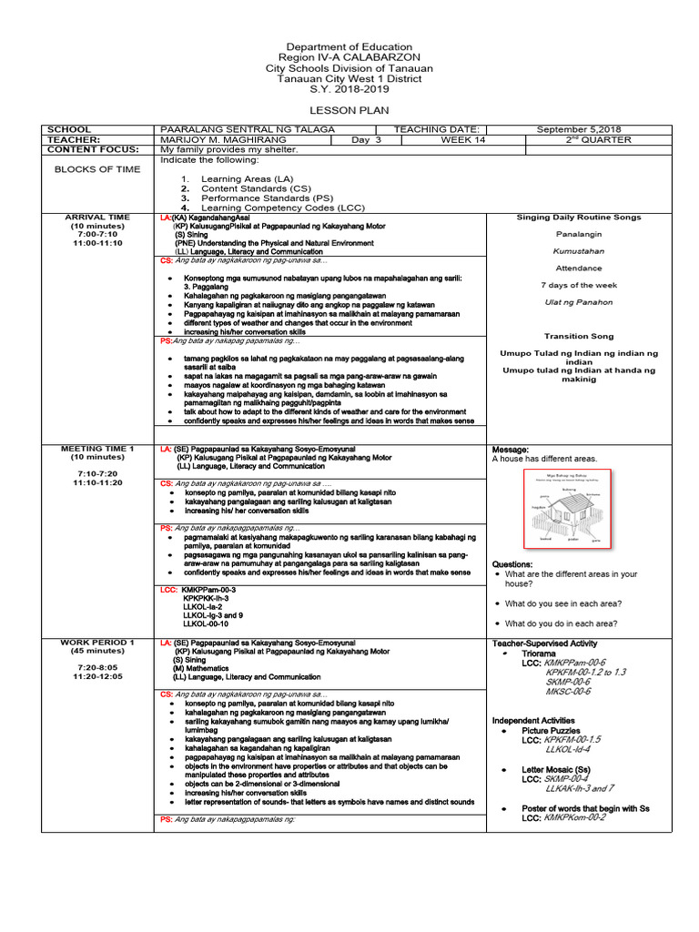 COT 1-Lesson PLan Week 14 Kinder | PDF