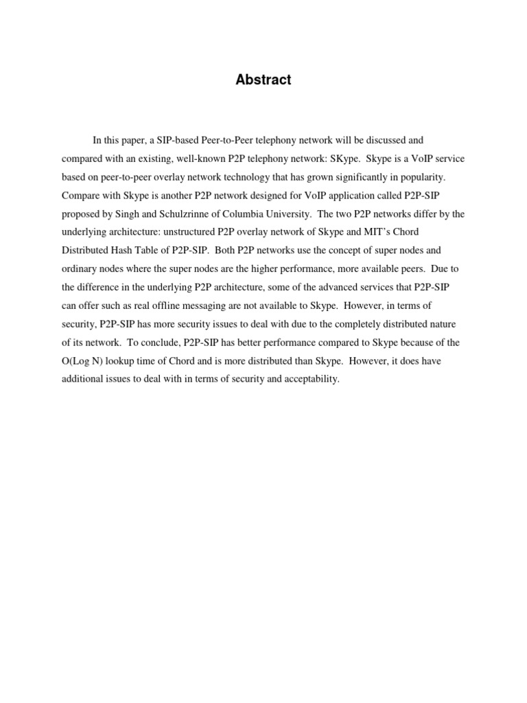 VoIP P2P Overlay Network | PDF | Peer To Peer | Session Initiation Protocol
