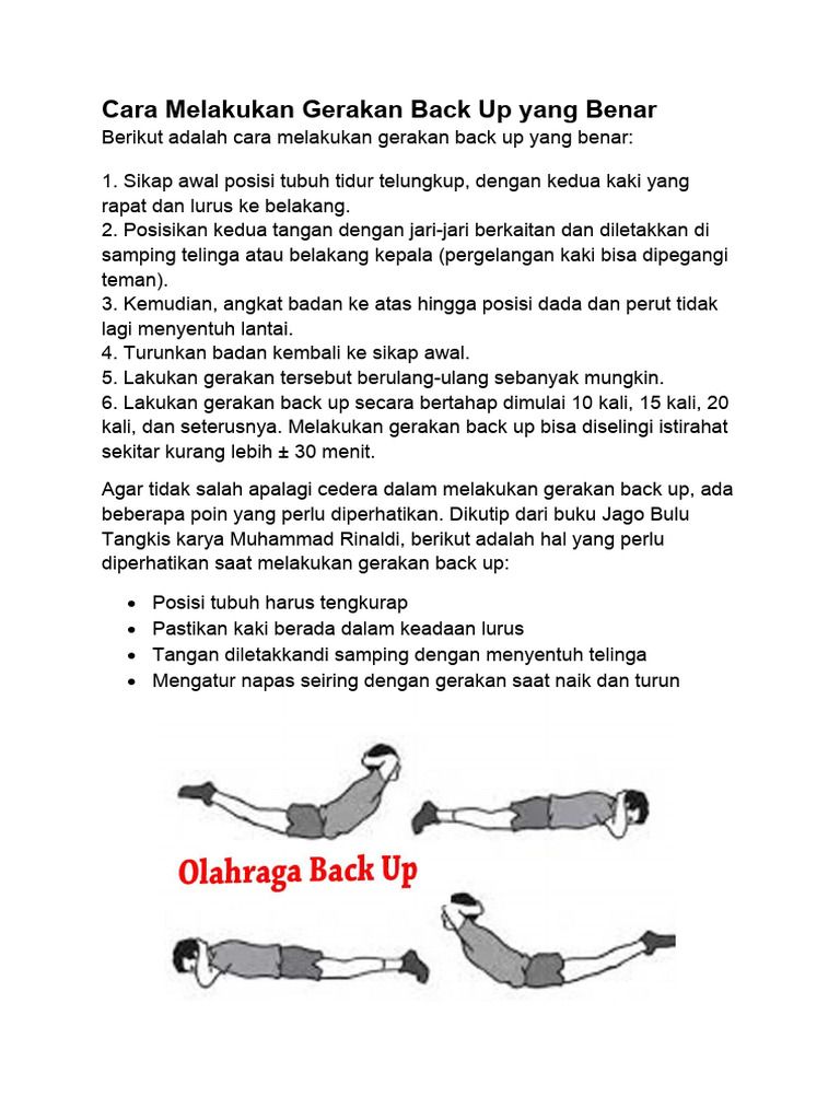 Cara Melakukan Gerakan Back Up yang Benar | PDF