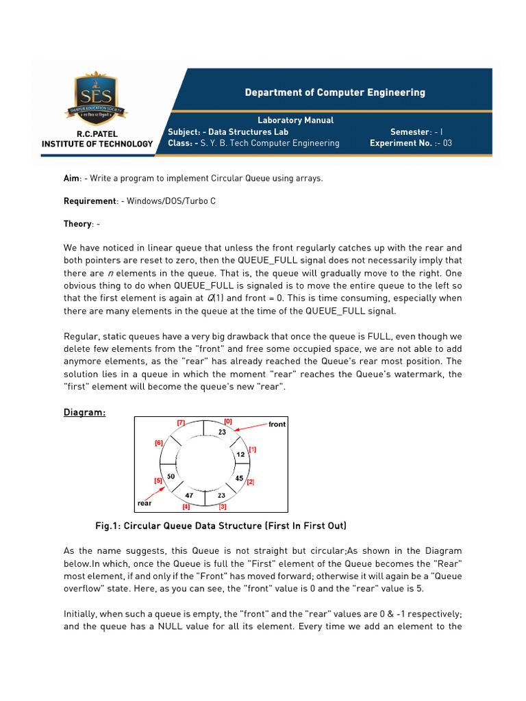 3 Circular Queue Using Array Pdf Queue Abstract Data Type Software Engineering