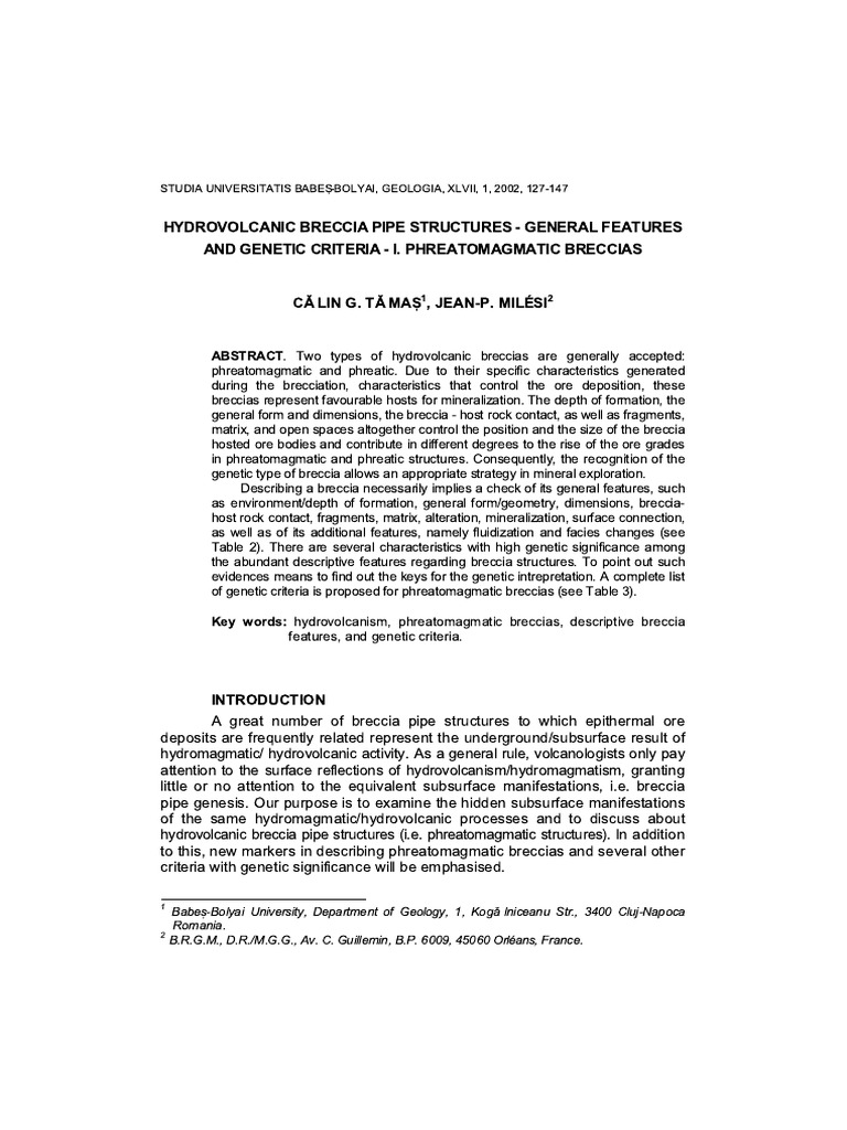 Tamas 2002 - Hydrovolcanic Breccia Pipe Structures - Phreatomagmatic ...
