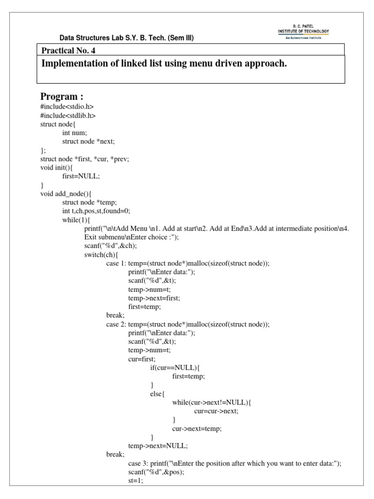 Practical 4 DS | PDF | Computer Engineering | Computer Data