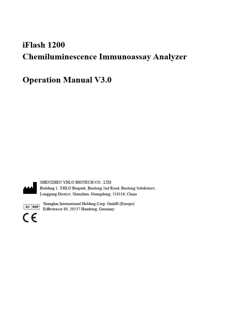 iFlash 1200 Operation Manual V3.0 | PDF | Waste | Immunoassay