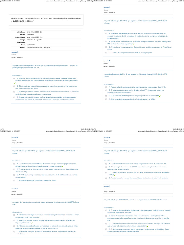 Questionário 02 de Gssp | PDF | Polícia