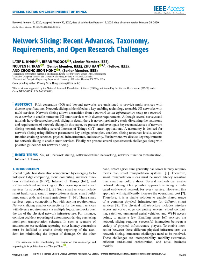1 Network Slicing Recent Advances Taxonomy Requirements and Open ... 1 Network Slicing Recent Advances Taxonomy Requirements and Open ...