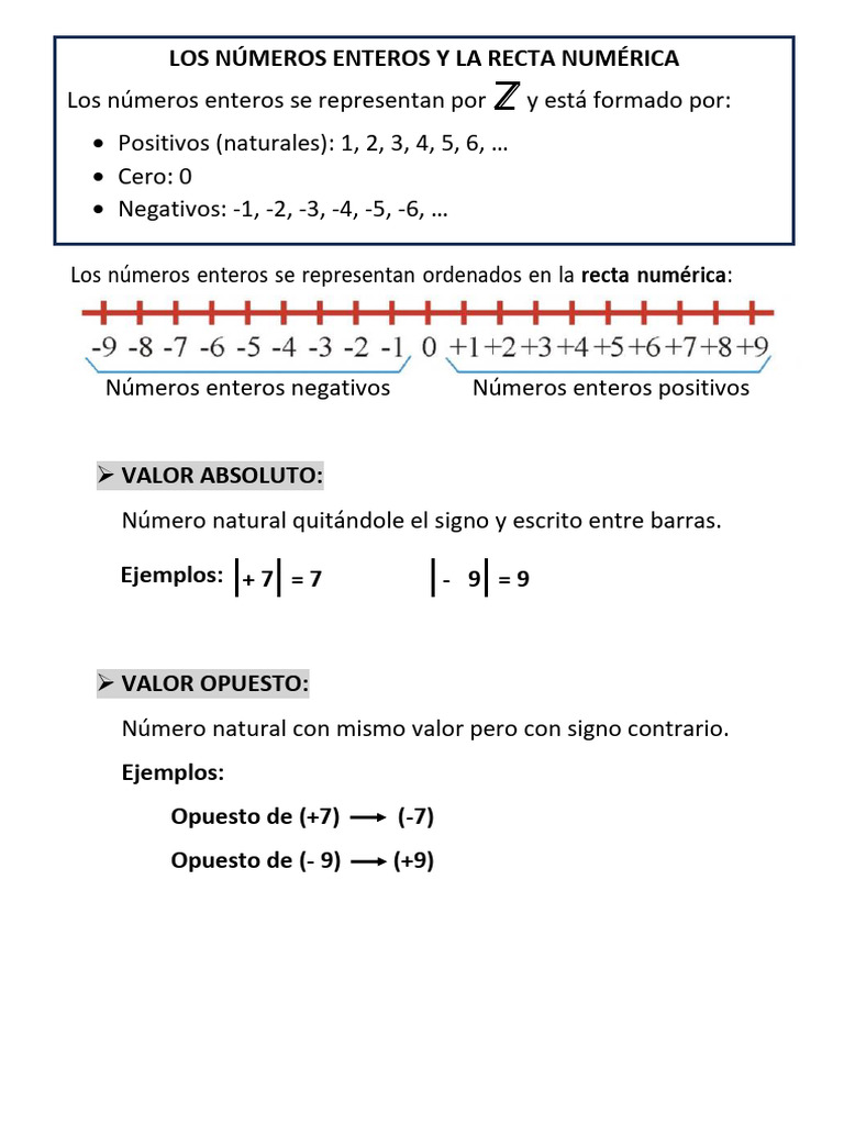 Ejercicios de Números Enteros en Recta Numérica | PDF | Entero | Números