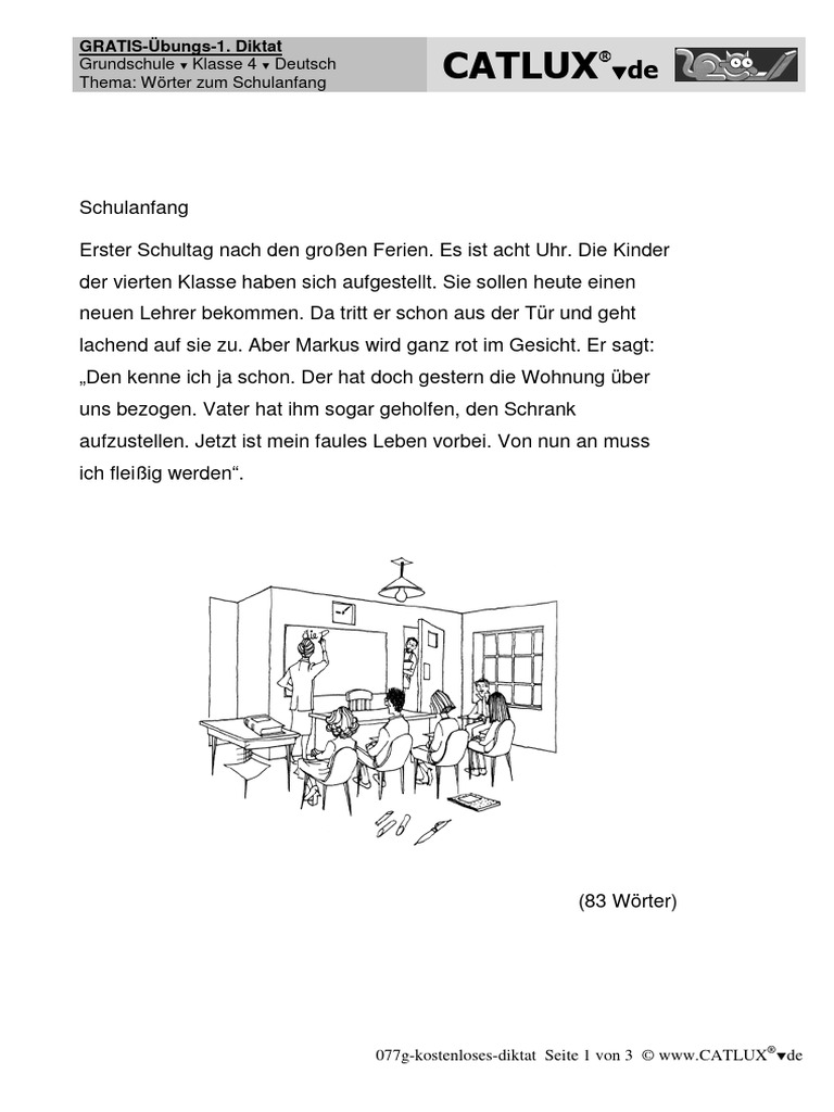 077g Kostenloses Diktat Grundschule Klasse 4 | PDF
