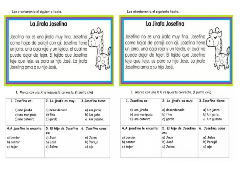 Lectura LA Jirafa Josefina | PDF