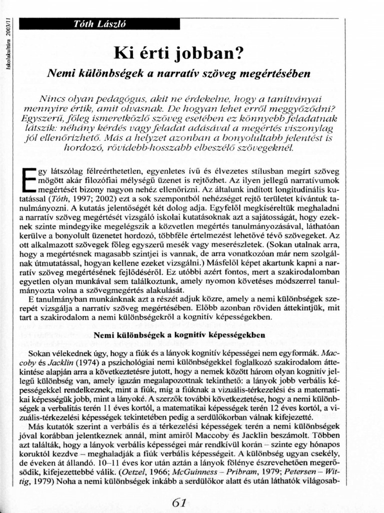 Iskolakultura 2003 011 061-067 | PDF