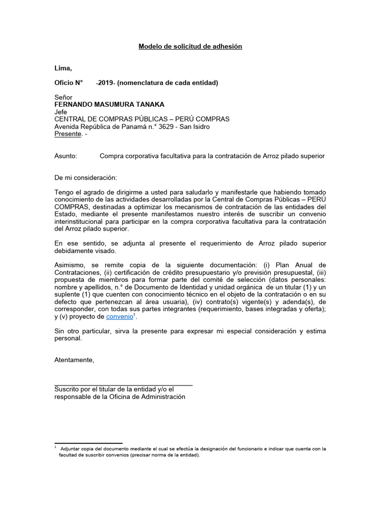 Solicitud de Adhesión para Arroz Pilado | PDF