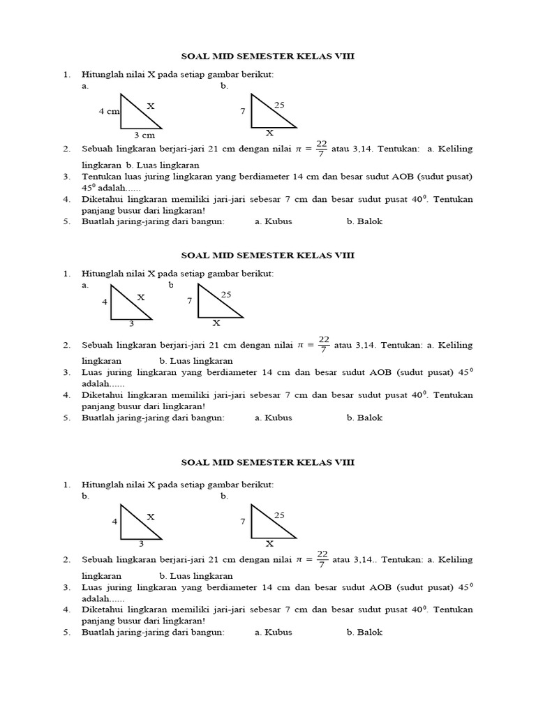 Soal Mid MTK Kelas Viii | PDF