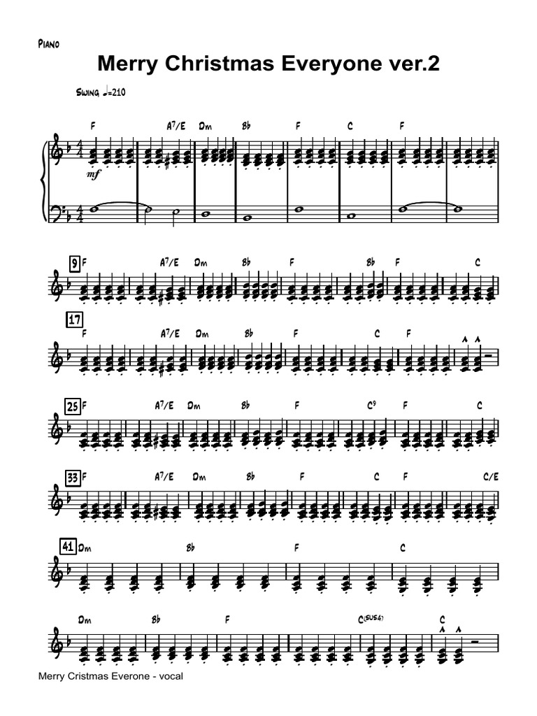 Merry Christmas Everyone Vocal Swingless Verzia 2 - Piano | PDF