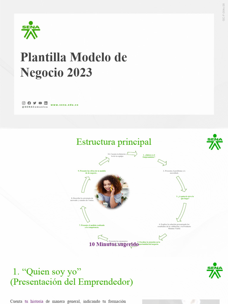 Formato Presentacion Modelo de Negocio SENA 2023 | PDF | Modelo de ...