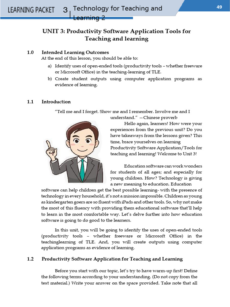 Productivity Software for Teaching Tools | PDF | Educational Technology ...